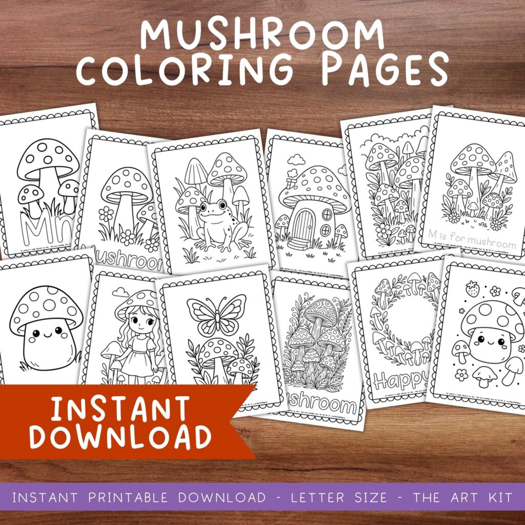 Free Printable Mushroom Coloring Pages for Kids and Adults - The Art Kit